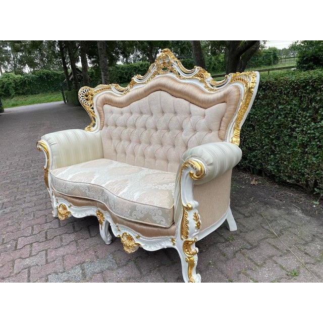 Late 20th Century Italian Baroque/Rococo Sofa Set in Lacquer Beech and ...
