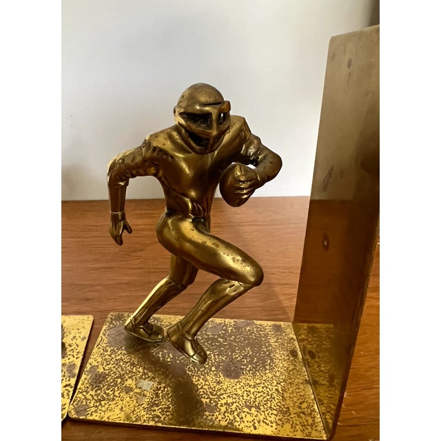 Pair of 1970s Brass Football Player Bookends | Chairish