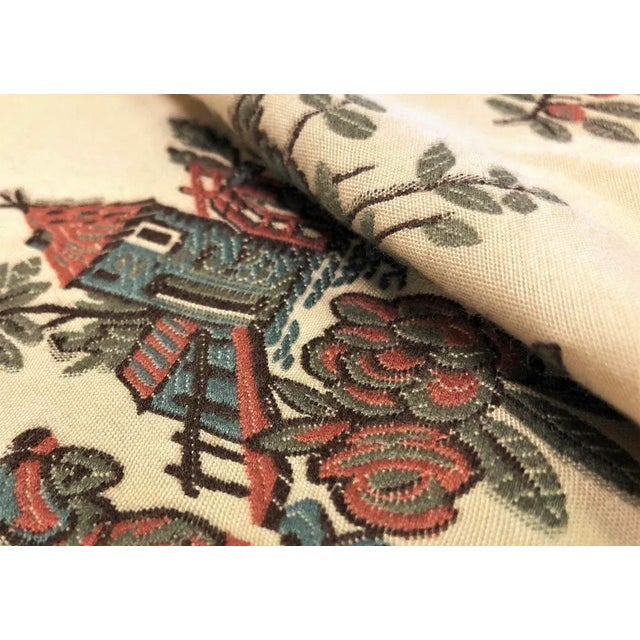 Lee Jofa Chinoiserie Asian Beige Teal Green Blue Rusty Red Upholstery ...