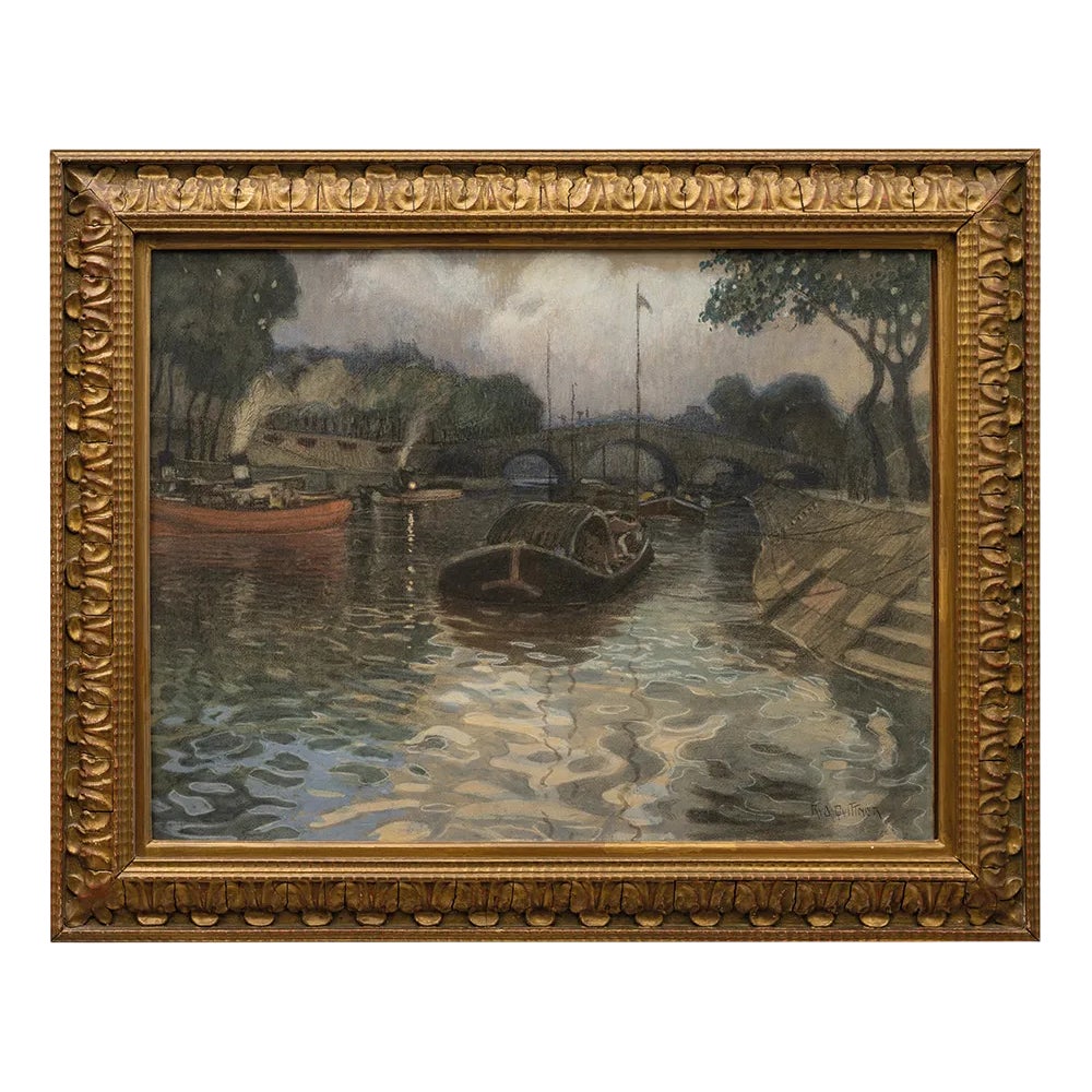 Rudolf Quittner, Seine Canal, 1904, Pastel, Framed | Chairish