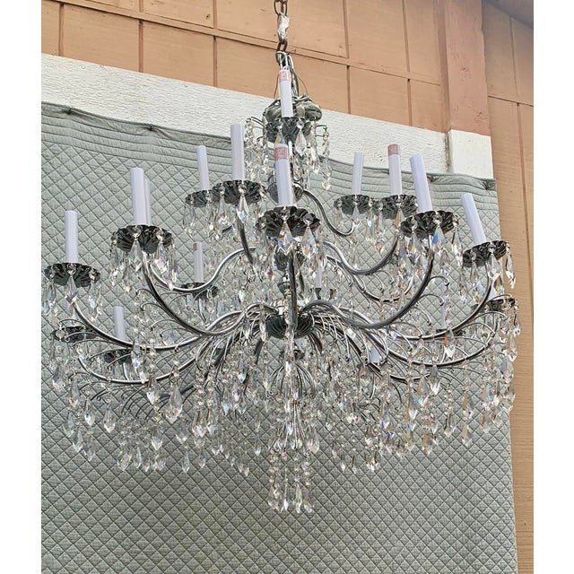 Vintage Silver Crystal 3 Tier Chandelier | Chairish