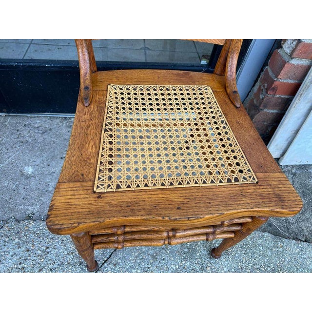 Early 20th Century Antique Pressed Back Oak Cane Seat Dining Chairs ...