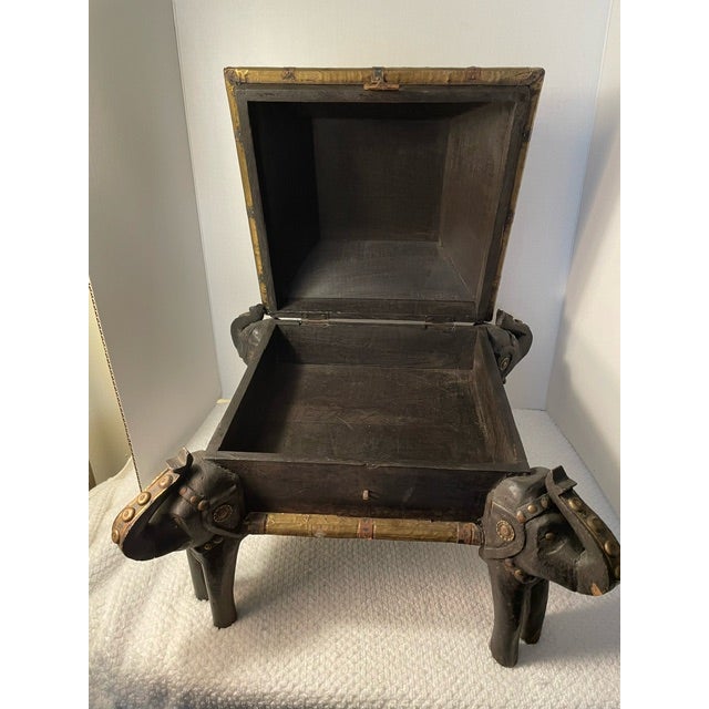 Early 20th Century Square Chest With Brass Decorative Indonesian Design ...