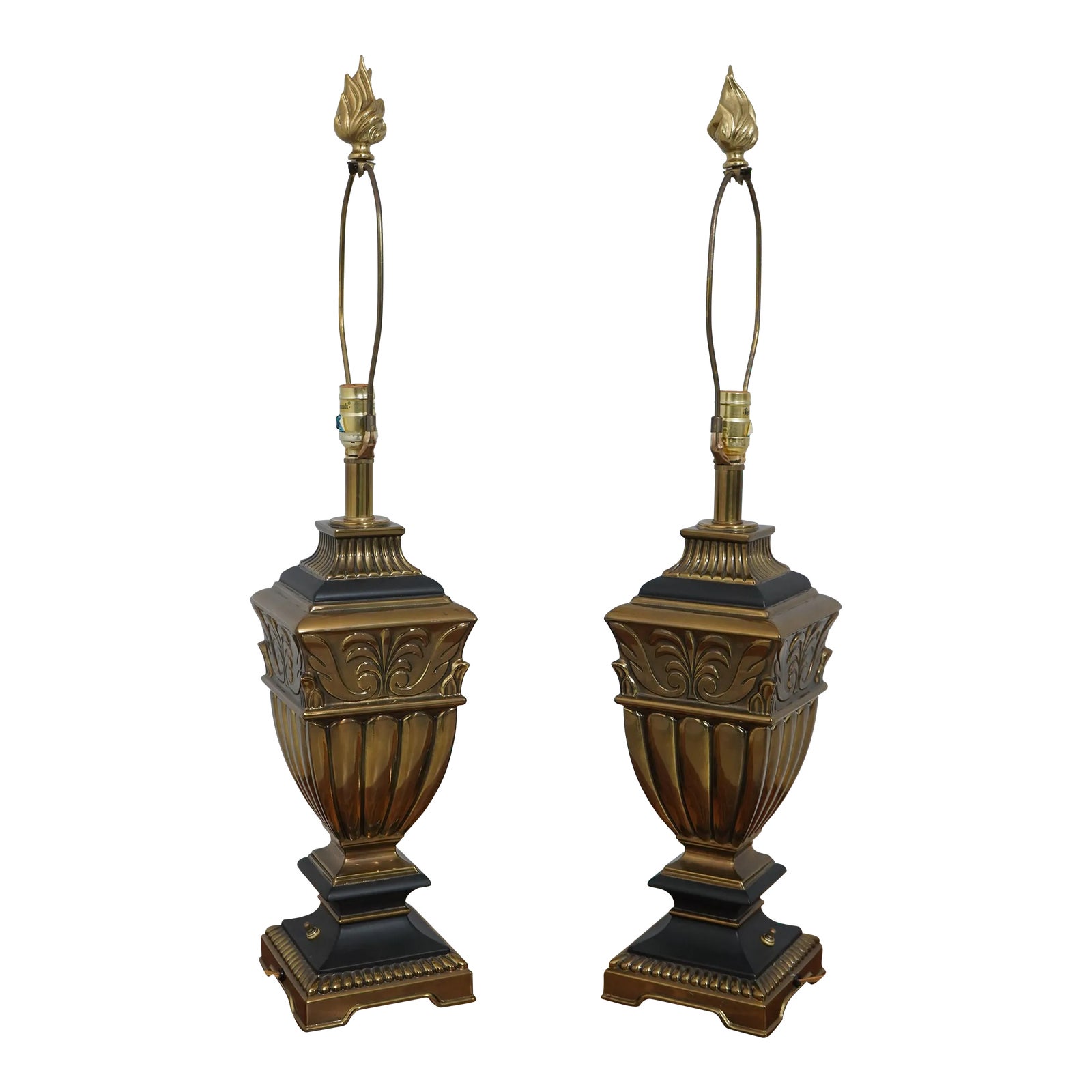 Pair Rembrant Regency Style Bronze Finish Lamps | Chairish