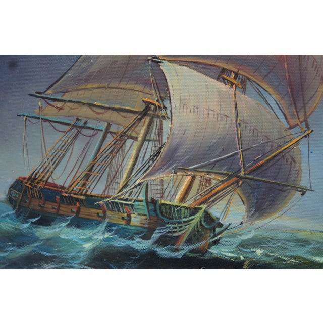 Vintage British Baroque Nautical Maritime Ship Galleon Seascape Oil ...