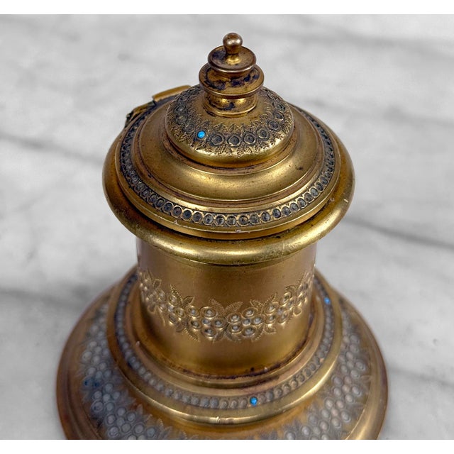 Antique Traditional Moorish Brass Library Inkwell | Chairish