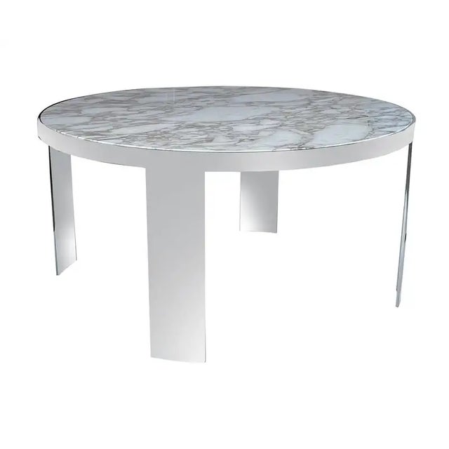 1970s Postmodern Italian Marble and Chrome Dining Table by Leon Rosen ...