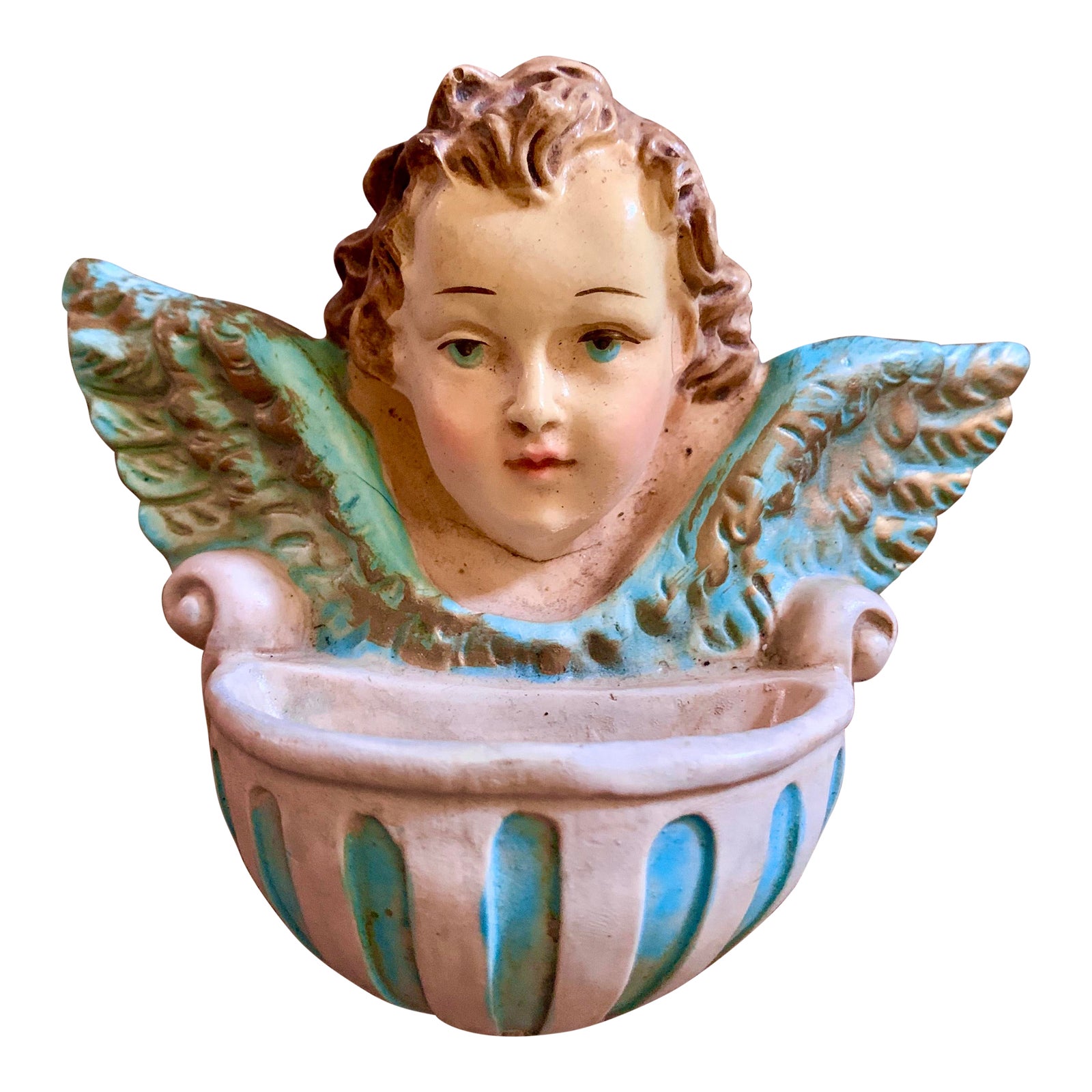 1940's Italian Plaster Putti Wall Pocket | Chairish