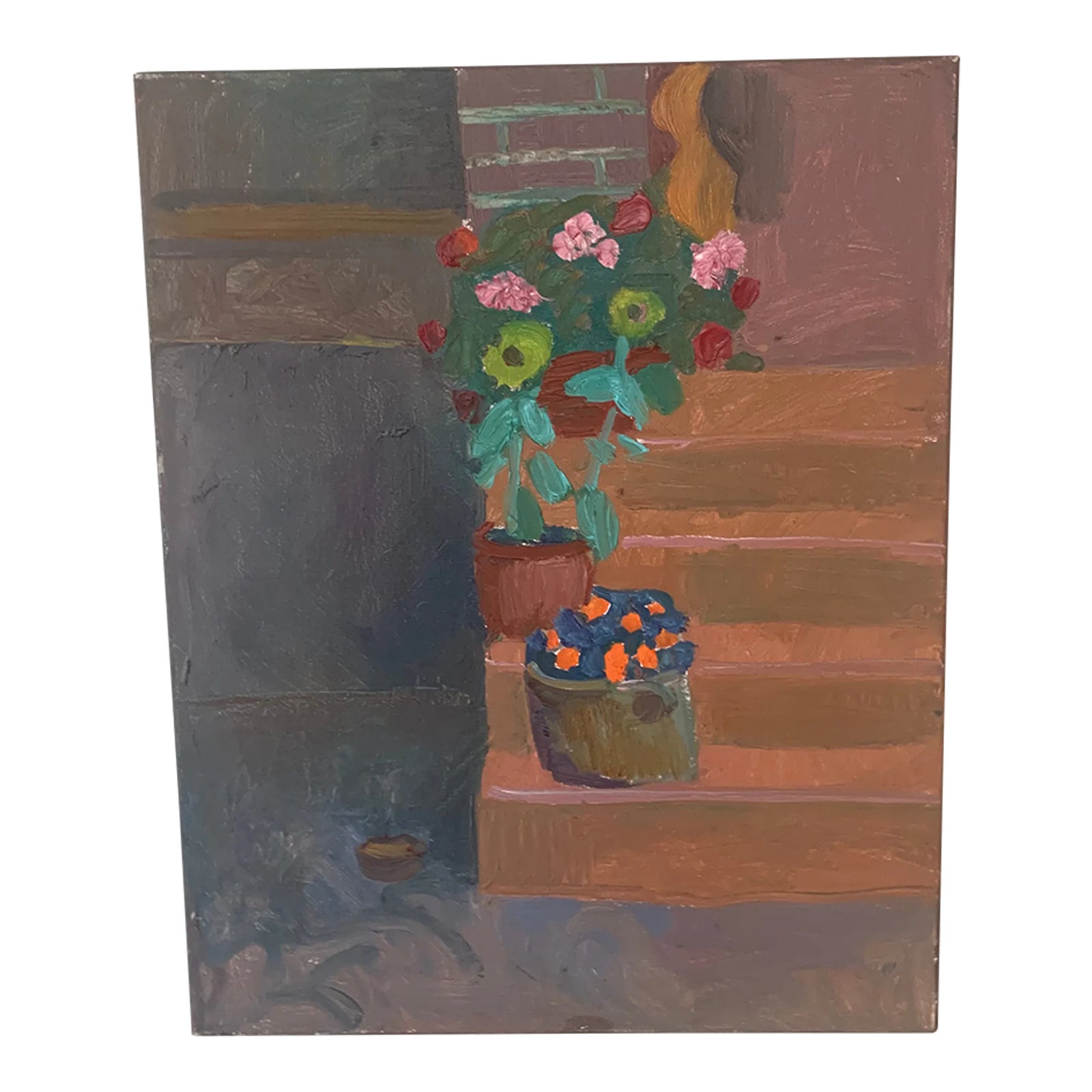 Contemporary Expressionist Outdoor Scene with Still Life Oil Painting ...