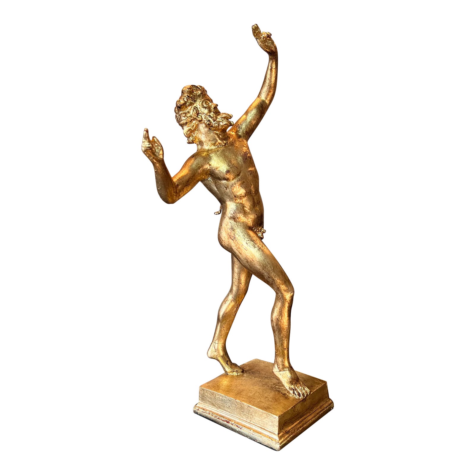 Grand Tour Revival Style Gilded Statue of Pompeian Dancing Faun | Chairish