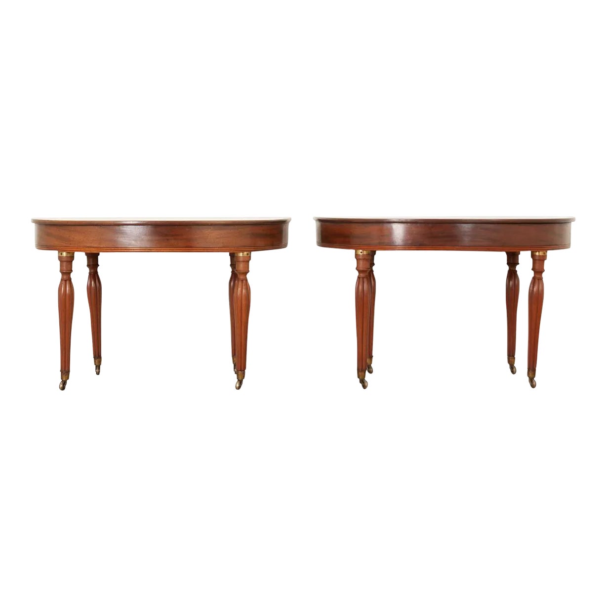French Mahogany Demilune Table Ends - A Pair | Chairish