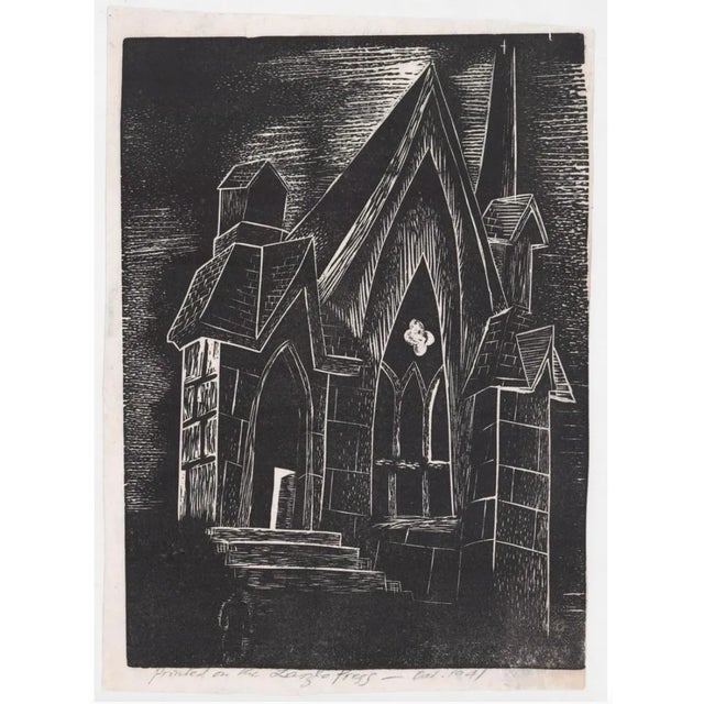 1941 Gothic Linocut | Chairish