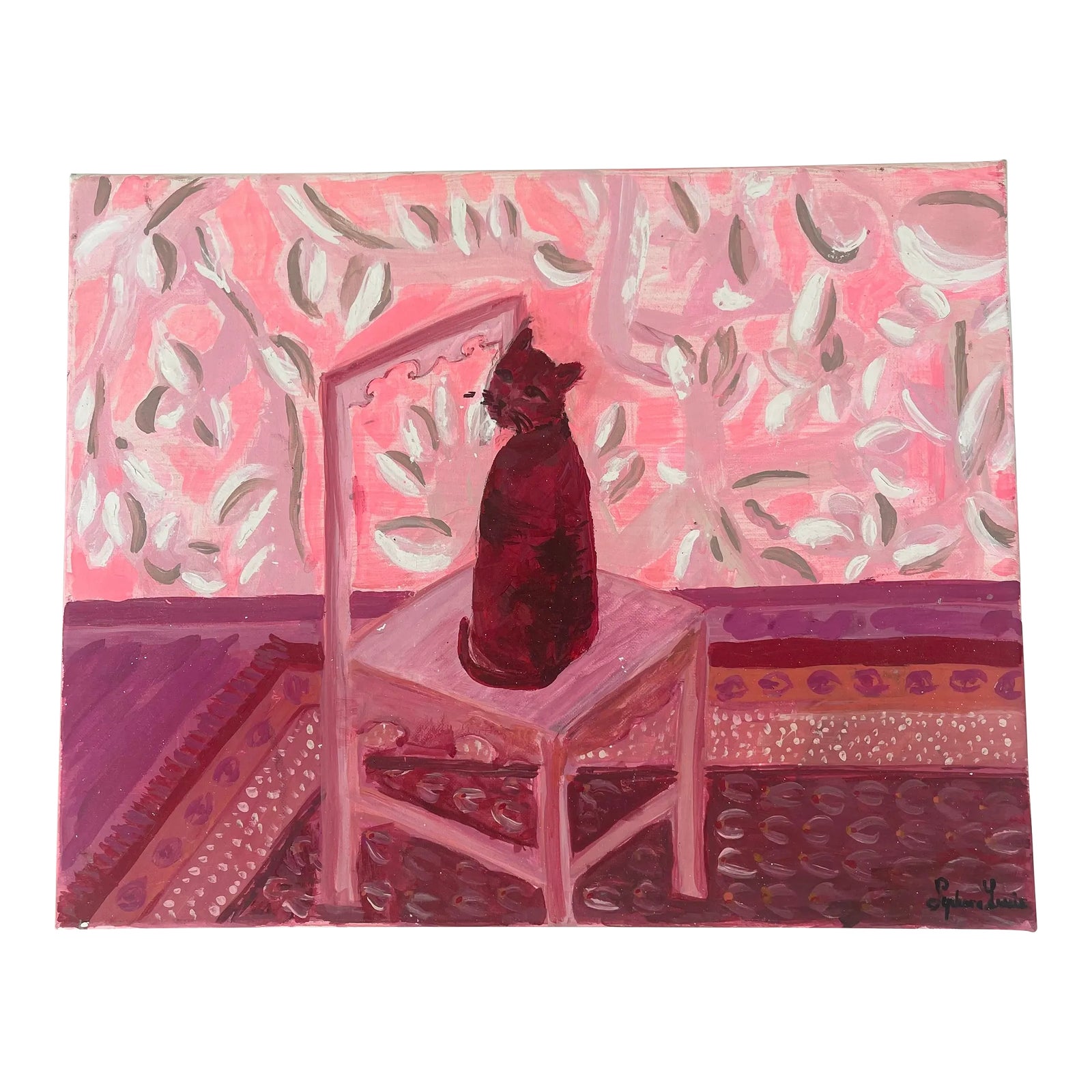 Contemporary Expressionist Painting of a Cat on the Chair by Sephora ...
