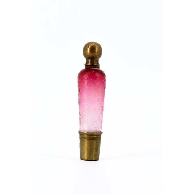 Art Nouveau Perfume Bottle in Polychrome Glass with Integral Metal ...