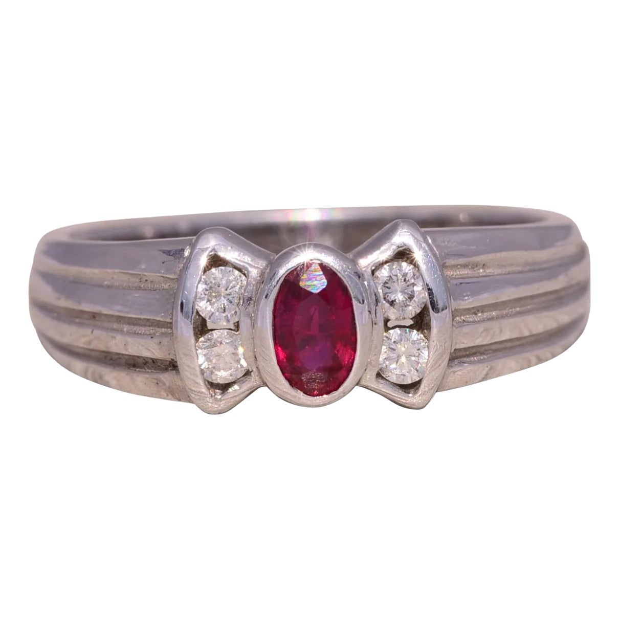The Vivid: Ruby and Diamond Ring in 14K White Gold | Chairish