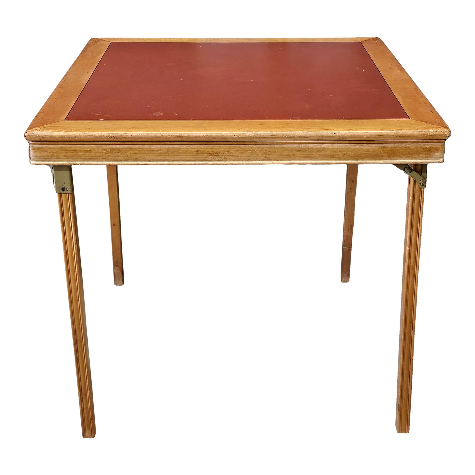 1950s Leg-O-Matic Maple and Vinyl Folding Card Table | Chairish