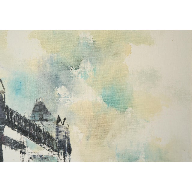 Mid Century Adriano Marchello London Tower Bridge Painting, Framed ...