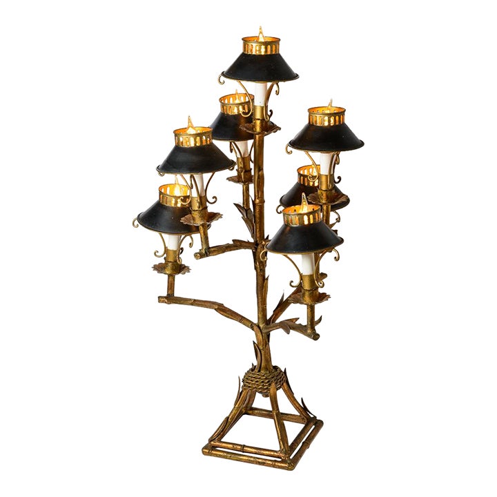 Antique Italian Florentine Gilt & Tole 7 Lights Table Lamp | Chairish