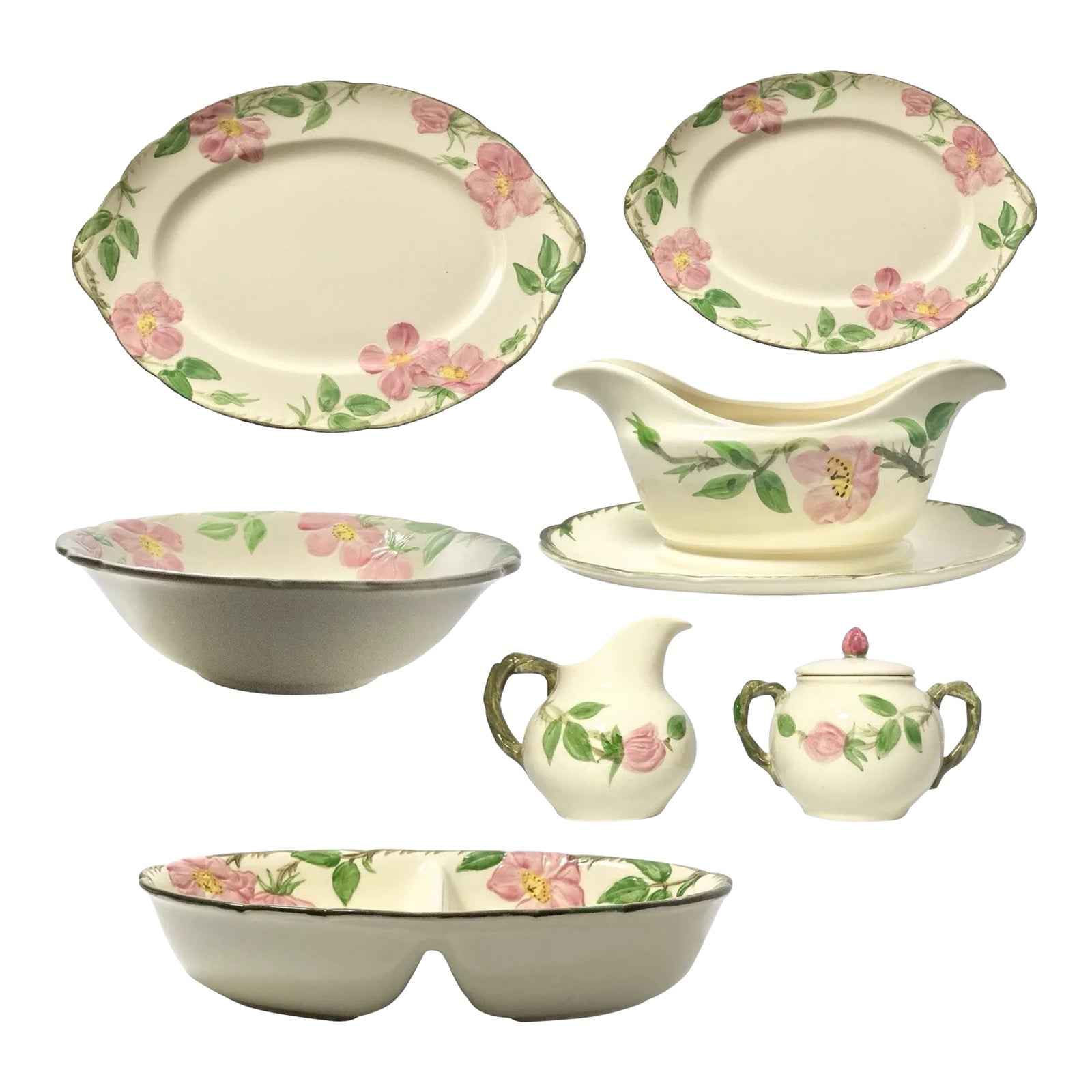 1960s Franciscan “Desert Rose” 7-Piece Earthenware Dinnerware Serving ...