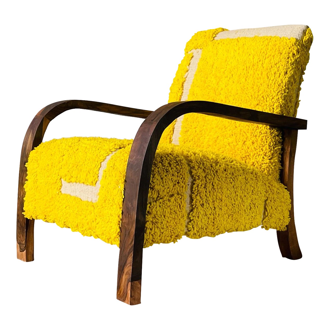 Moroccan Chair, Wool Chair, Walnut Wood | Chairish