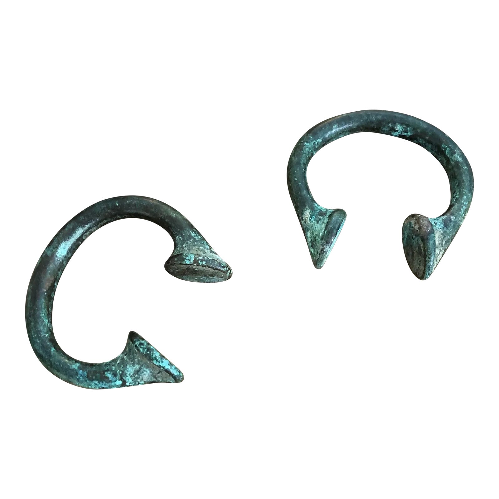 Pair of 19th Century Antique Manillas, Okpoho, African Horseshoe Rings ...