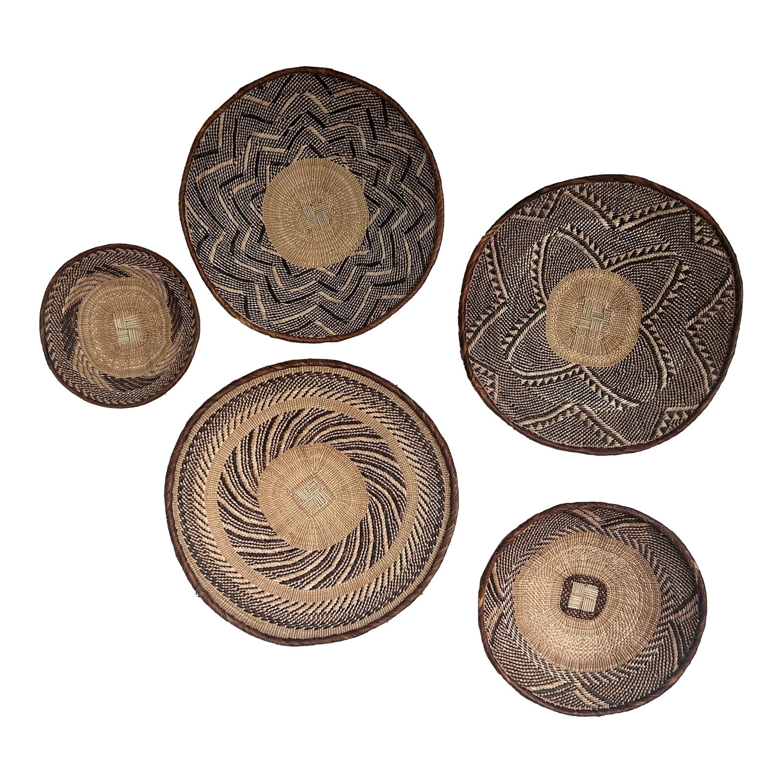 Group of Five African Tonga Baskets | Chairish