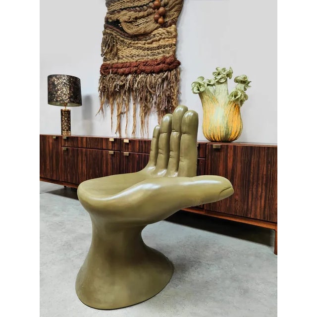 Fiberglass Hand-Chair in Moss Green | Chairish