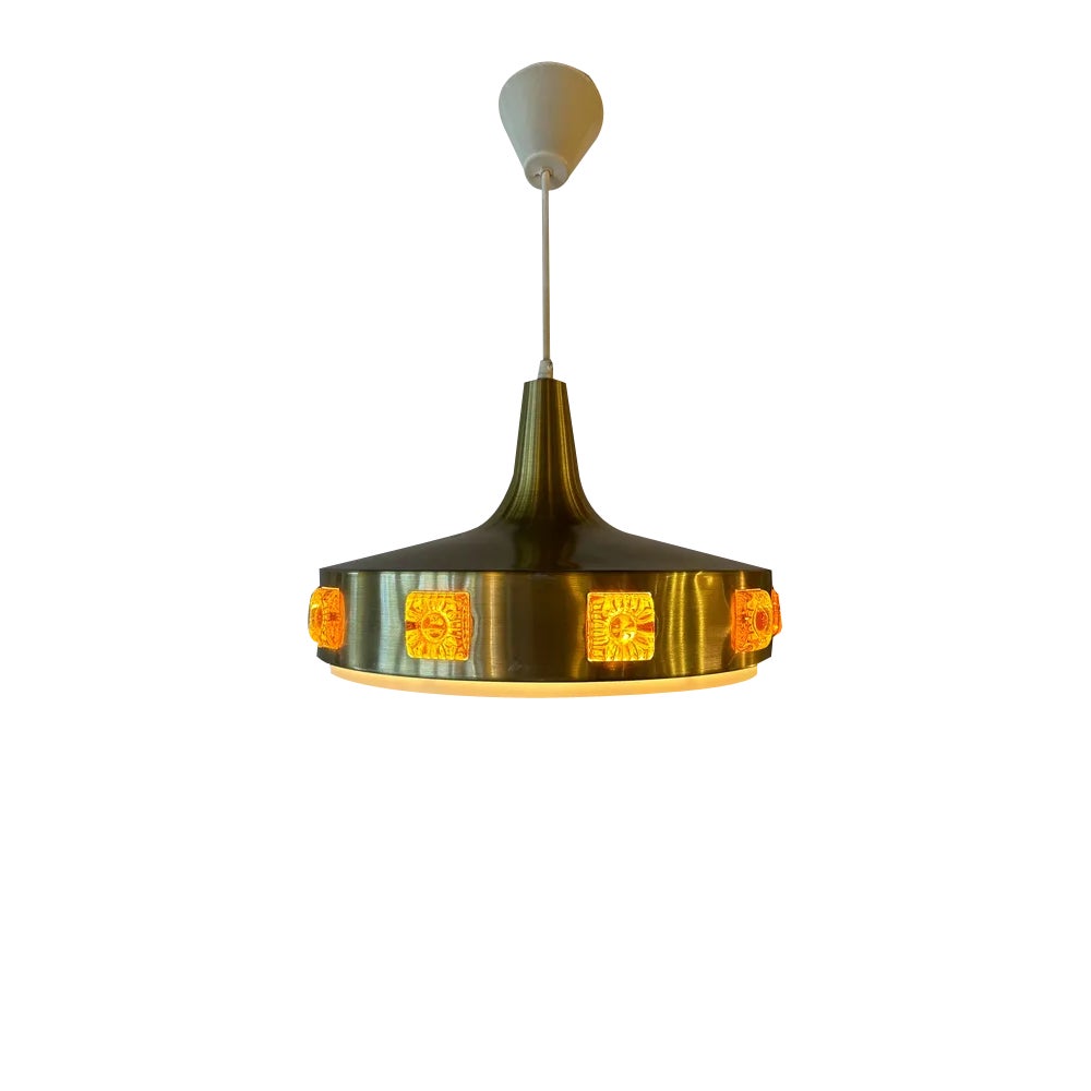 Space Age Brushed Brass Lamp attributed to Carl Fagerland for Orrefors ...