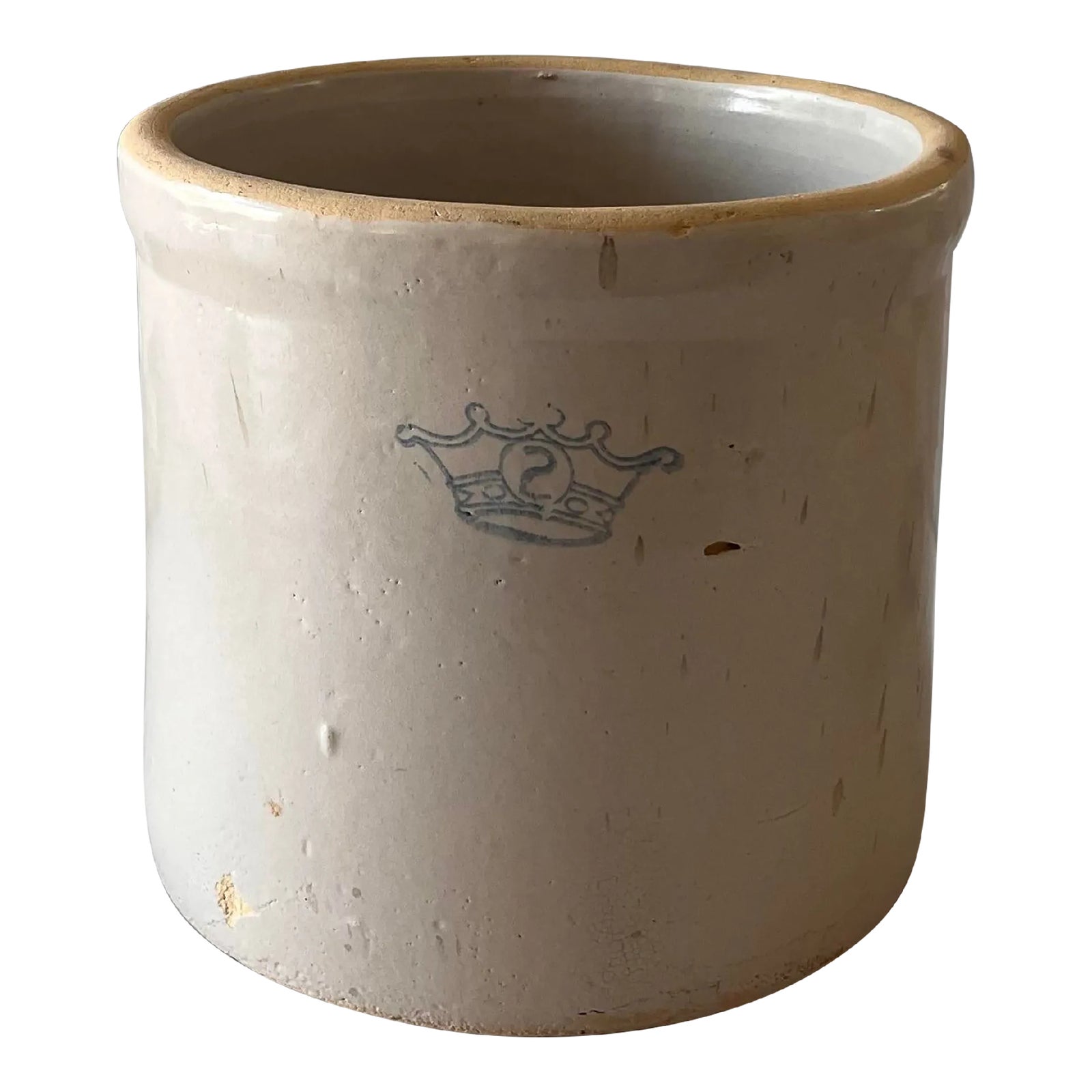 Vintage Robison Ransbottom 2 Gallon Stoneware Blue Crown Crock | Chairish