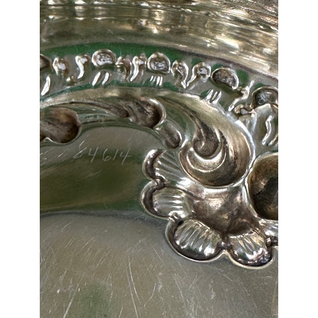 Dresser Vanity Jar Ribbed Glass Embossed Sterling Silver Top | Chairish