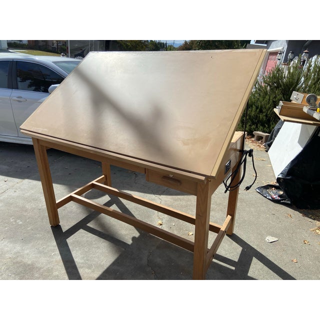 1980s Vintage Hamilton Oak Drafting Table | Chairish