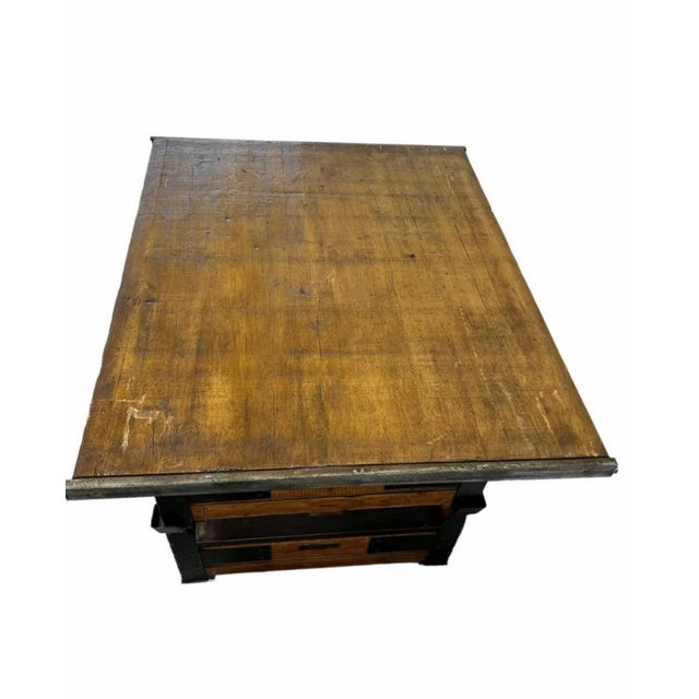 Large Rustic Modern Industrial Work Cart Kitchen Island | Chairish