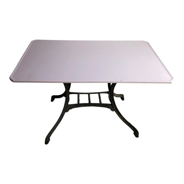 Vintage Lavender Vitrolite and Cast Iron Dining Table | Chairish