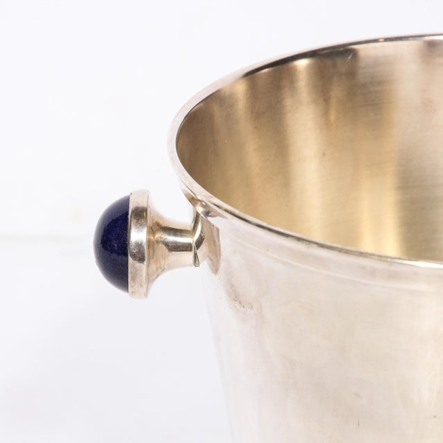 Mid-Century Modernist SilverPlate Ice Bucket With Inlaid Lapis Lazuli ...