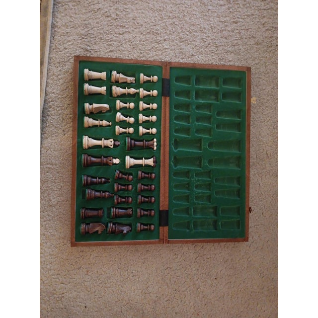 1980s Large Handmade European Full Foldable Wooden Chess Set Board ...