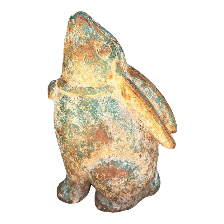 Small Cast Iron Bunny Statue | Chairish