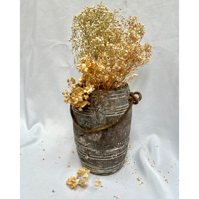 Vintage Handcrafted Turned Wood Butter Bucket/Vase | Chairish