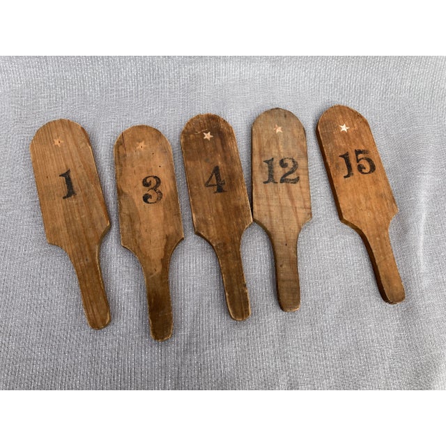 Early 20th Century Antique Wooden Auction Paddles Set of 5 | Chairish