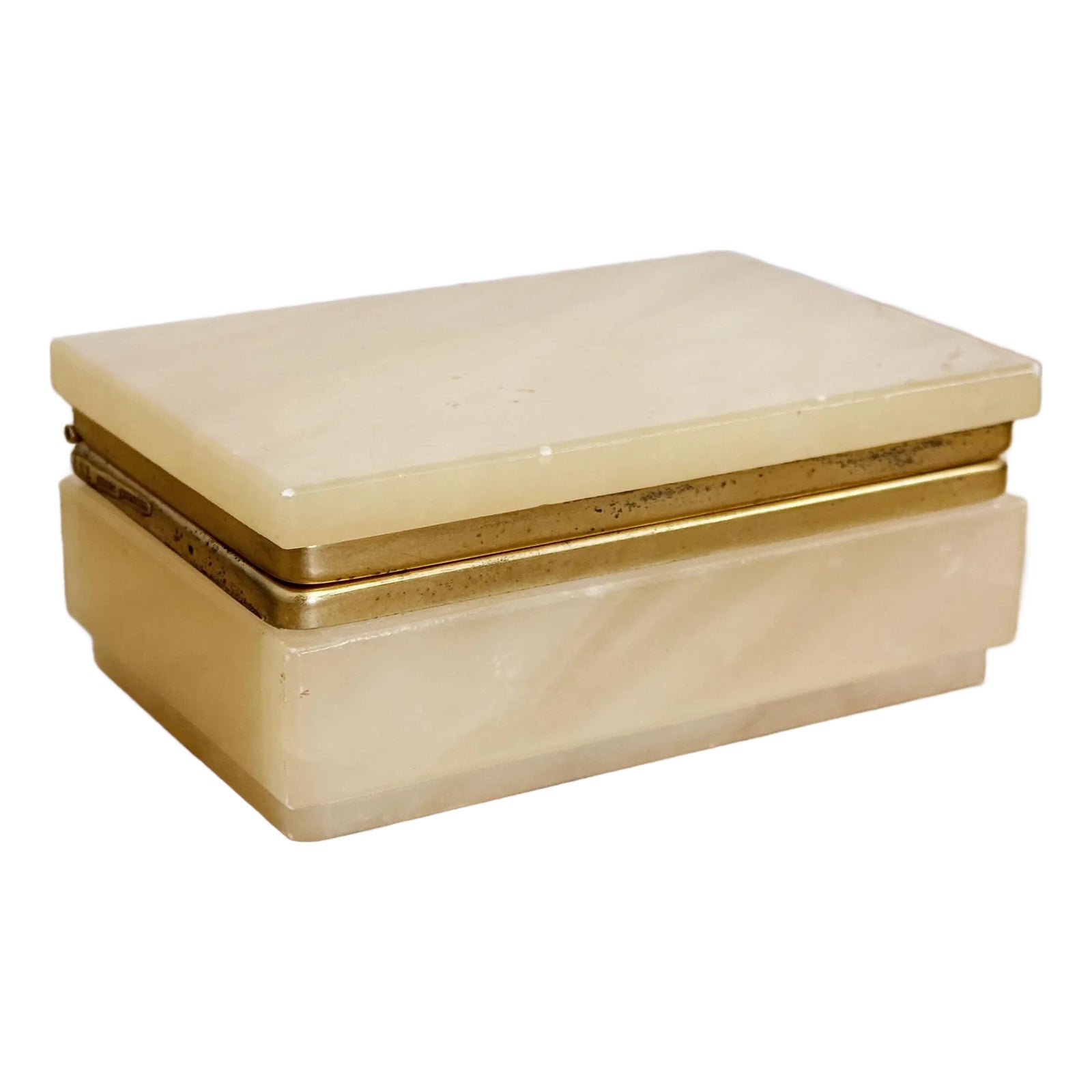 Vintage Italian Genuine Alabaster Jewelry Box | Chairish