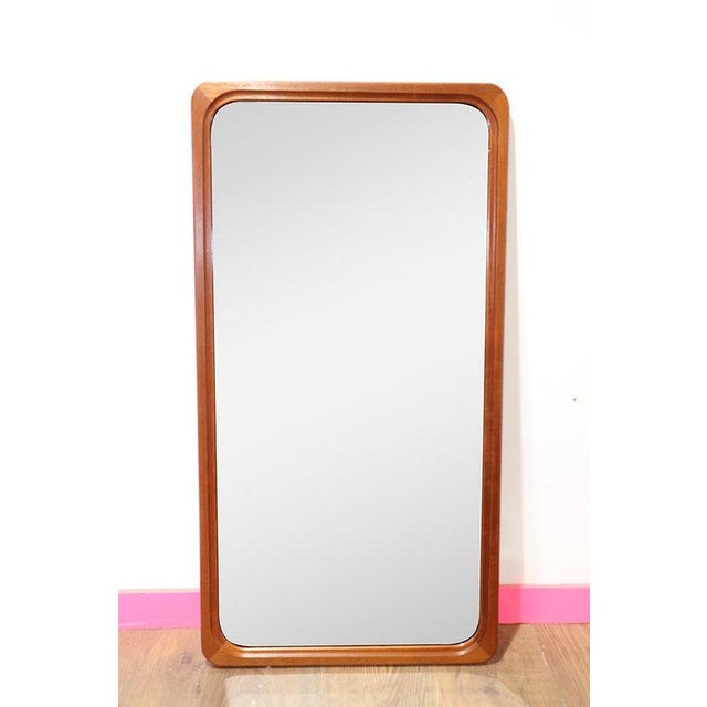 Mid Century Modern Vintage Teak Framed Mirror Danish Style | Chairish
