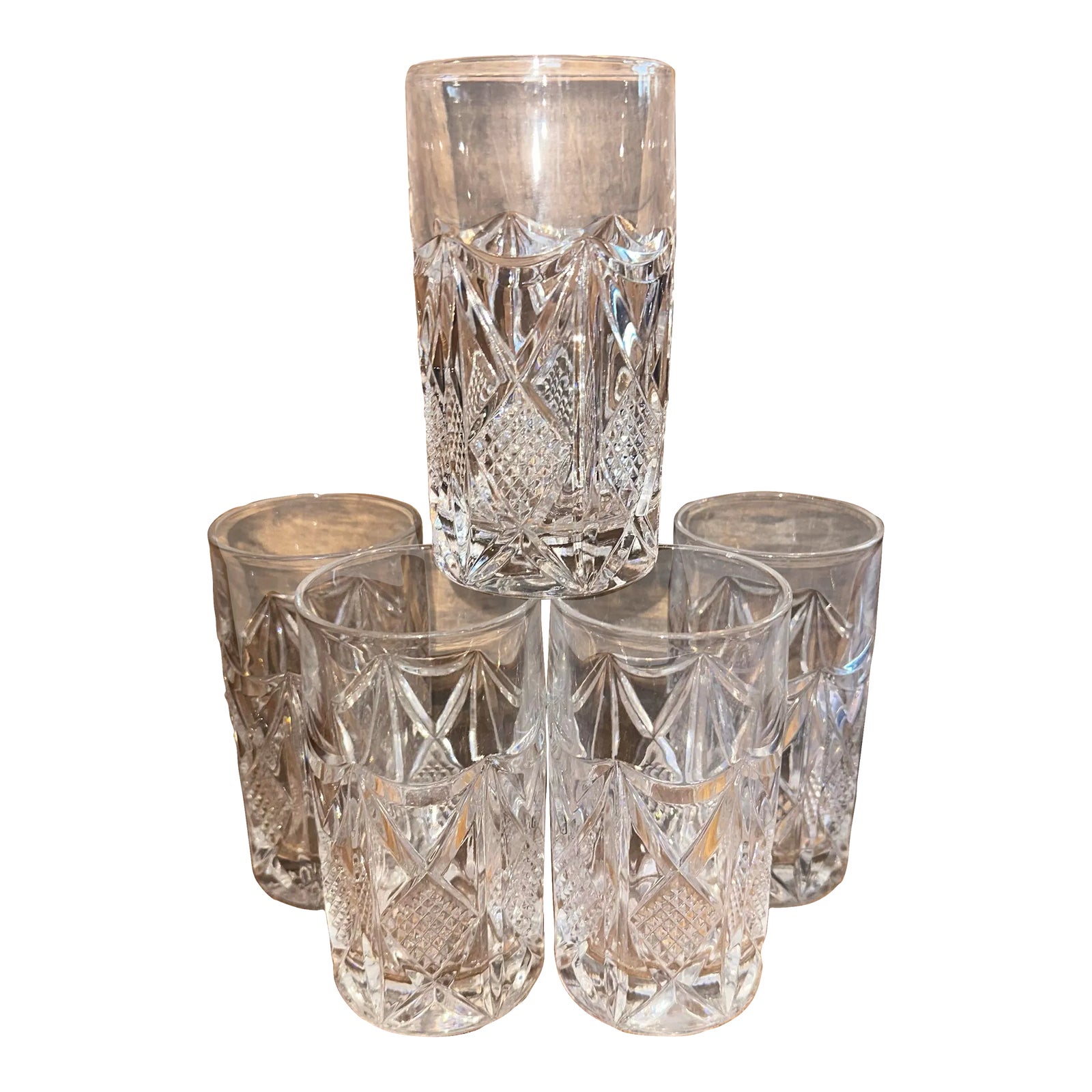 Vintage Nachtmann Crystal "Eduard" Diamond Pattern Glasses Tumblers ...