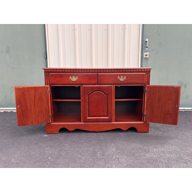 Broyhill Chippendale Cherry Buffet Server | Chairish