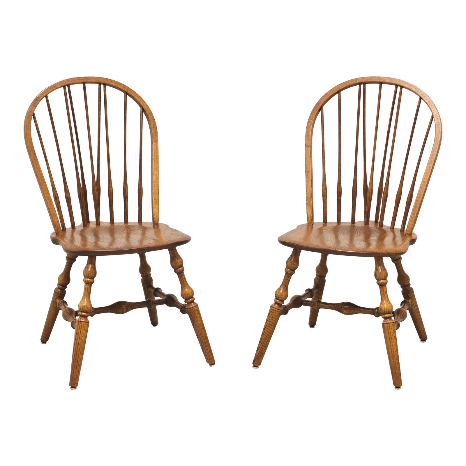 Hale Mid 20th Century Solid Oak Windsor Dining Side Chairs - Pair B ...