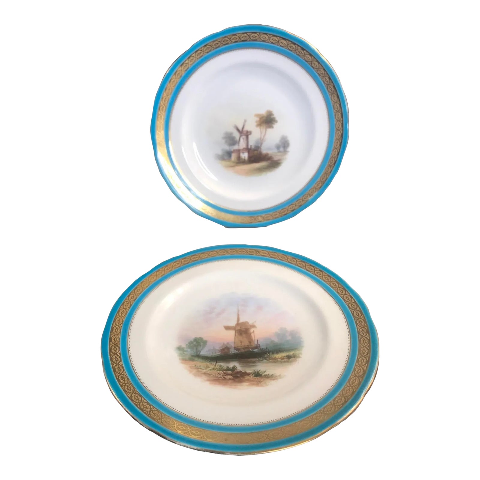 Pair of Antique English Porcelain Plates, Minton Marks. England, Circa ...