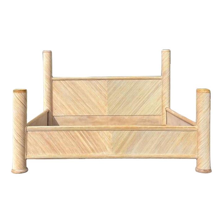 Coastal Washed Chevron Pencil Reed California King Bedframe | Chairish