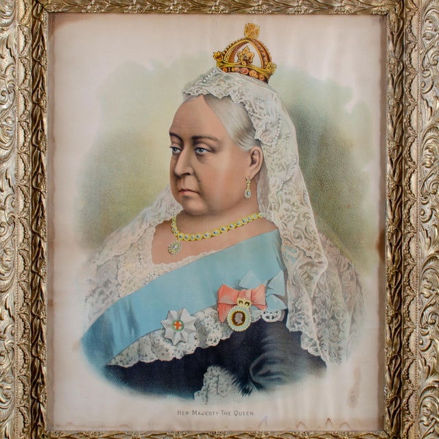 Late 19th Century Antique Portrait of Queen Victoria Framed Lithograph ...