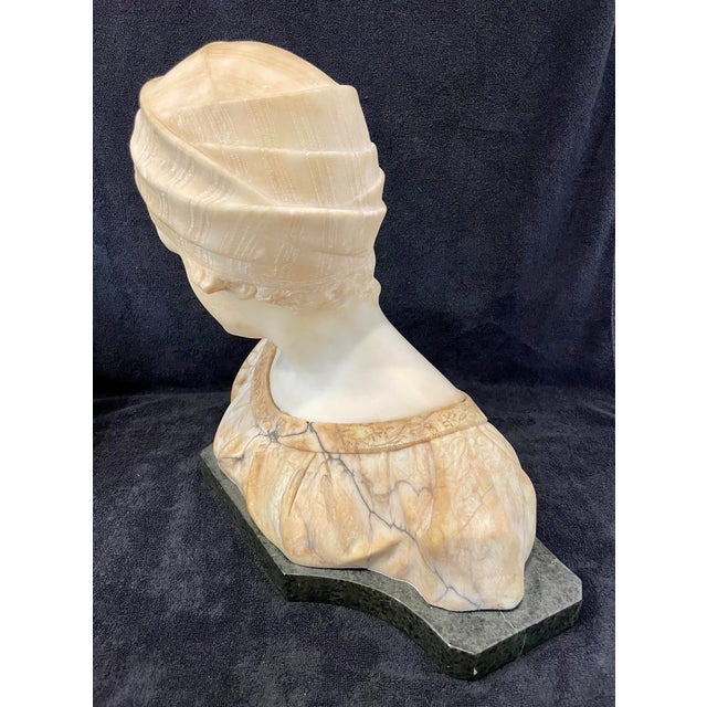 Vintage Art Deco Italian Alabaster Flapper Girl Bust Sculpture | Chairish