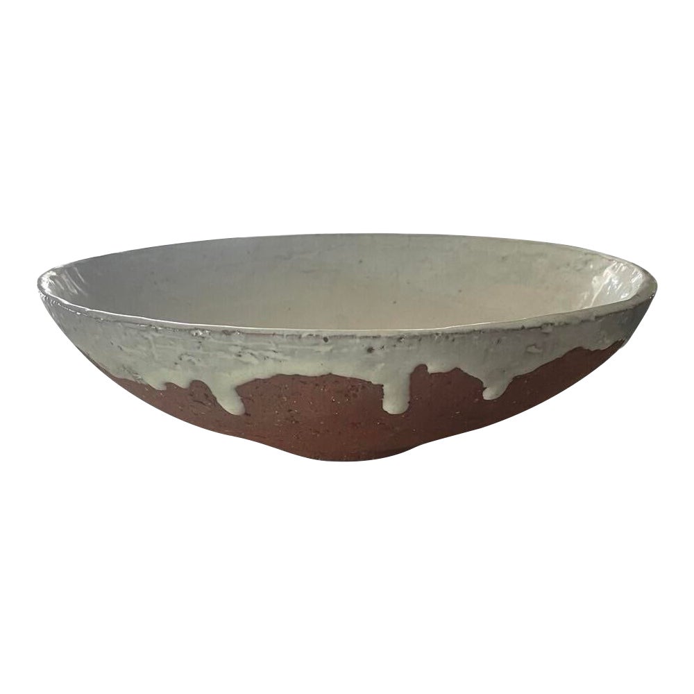 Large Handmade California Studio Pottery Bowl With Crackle and Drip ...
