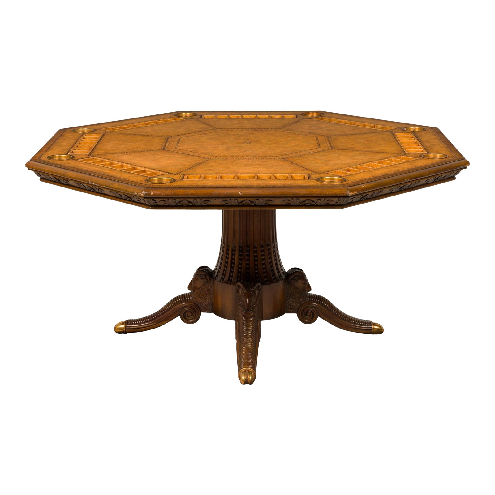 Maitland-Smith Contemporary Wooden Octagonal Embossed Leather Topped ...