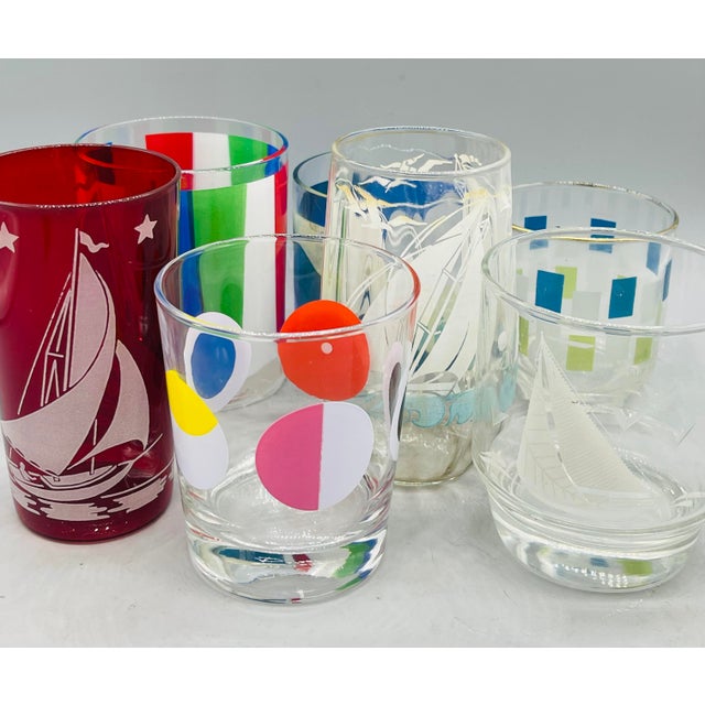Mismatched Set Of 7 Vintage Sailing Themed Glasses Chairish